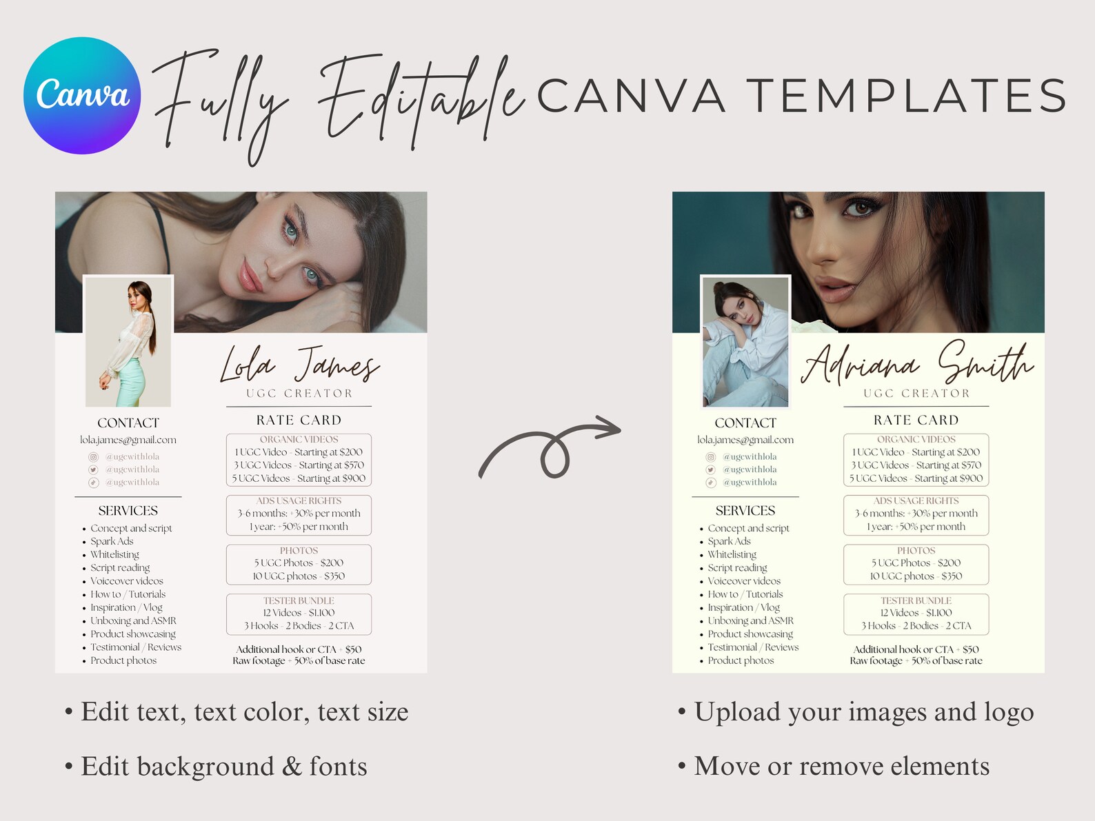 UGC Creator Bundle Starter Kit, UGC Portfolio, Editable UGC Contract ...