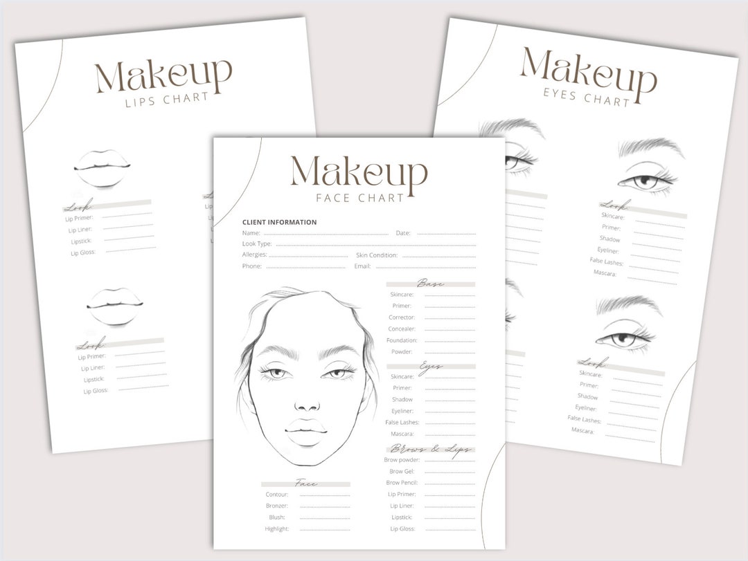 Makeup Artist Face Chart Template, Makeup Consultation Form, Makeup ...