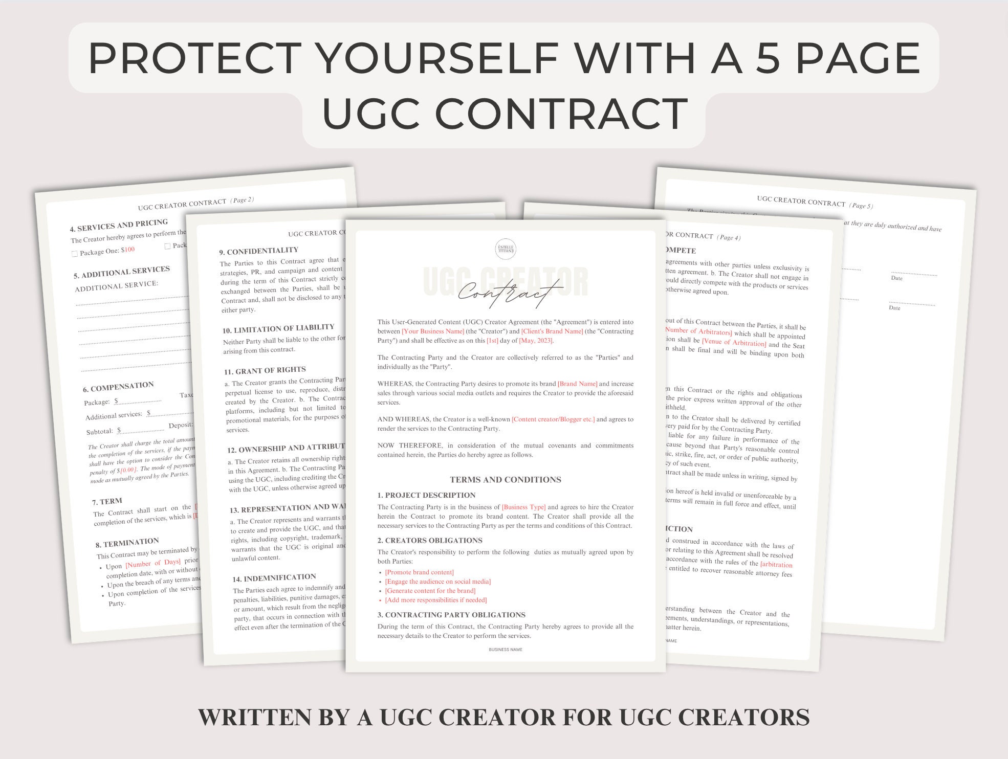 UGC Creator Bundle Starter Kit, UGC Portfolio, Editable UGC Contract ...