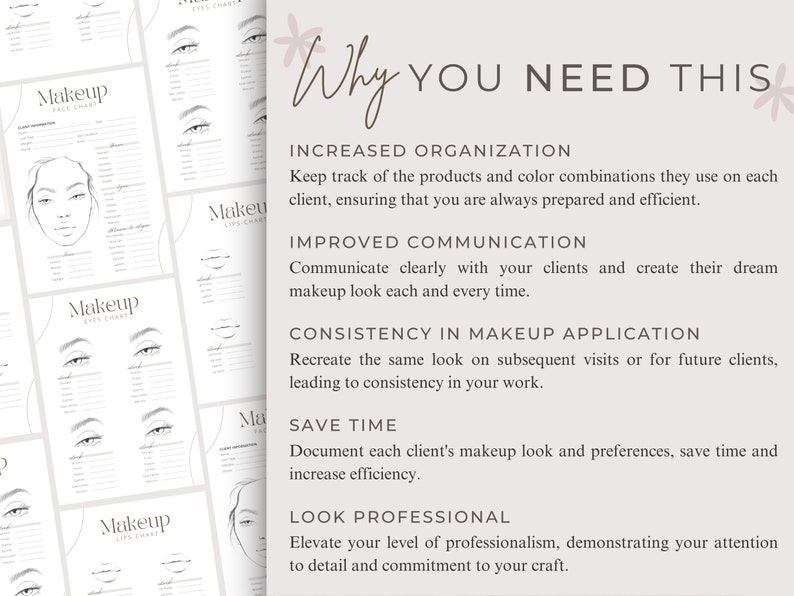 Makeup Artist Face Chart Template, Makeup Consultation Form, Makeup ...