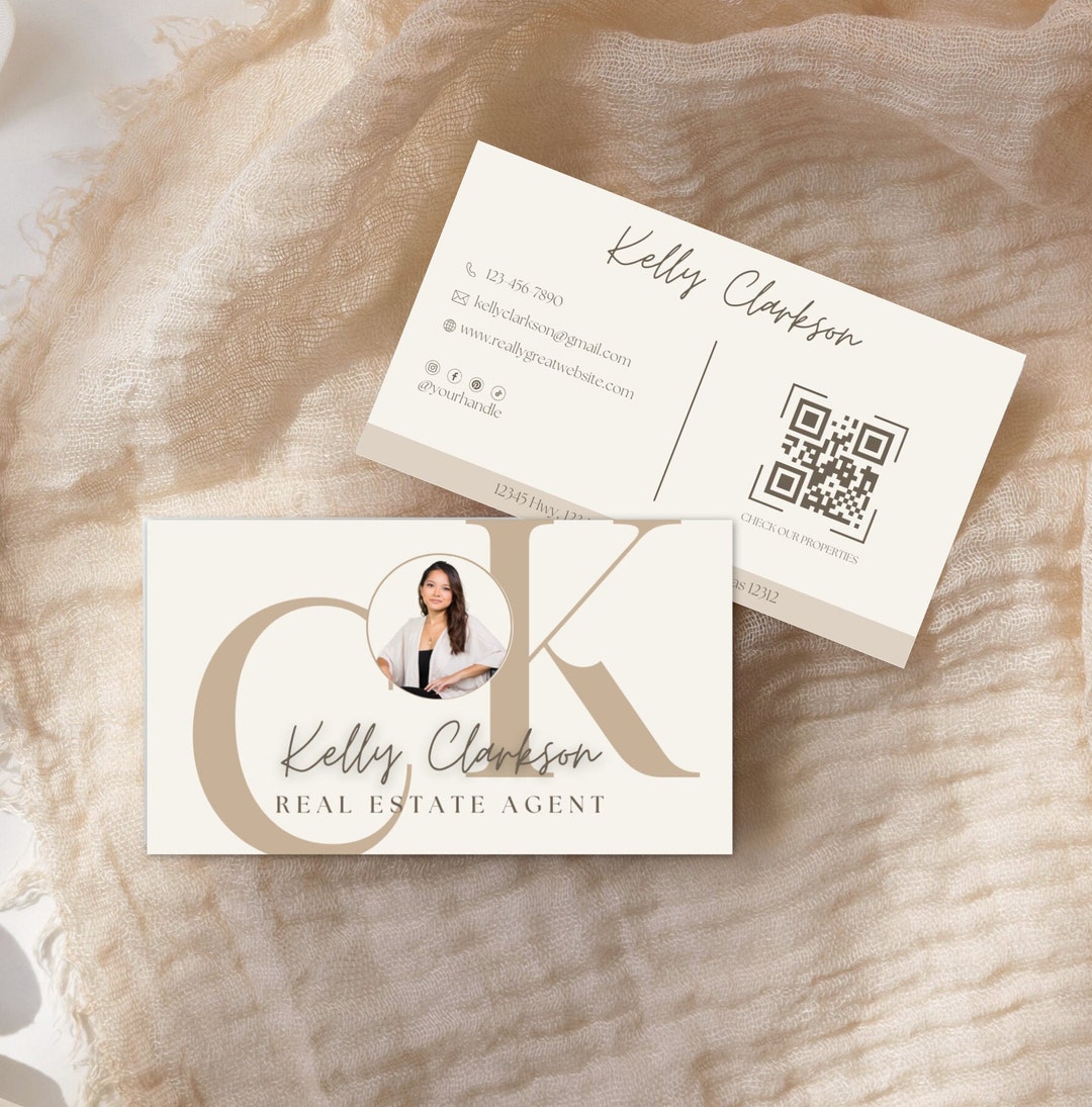 Minimalistic Real Estate Agent Business Card Template, Printable ...