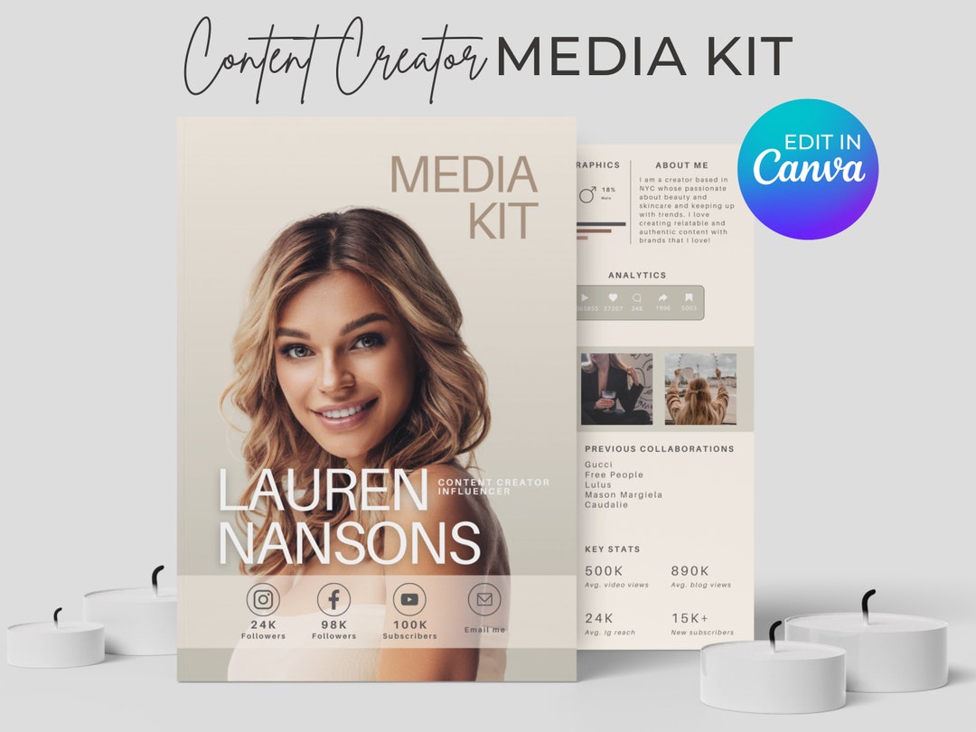 Media Kit Template, 2 Pages Influencer Media Kit, Instagram Rate Card ...