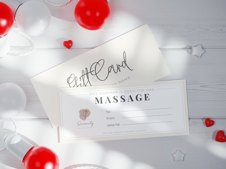 Editable Massage Gift Certificate Template, Massage Therapist Gift ...