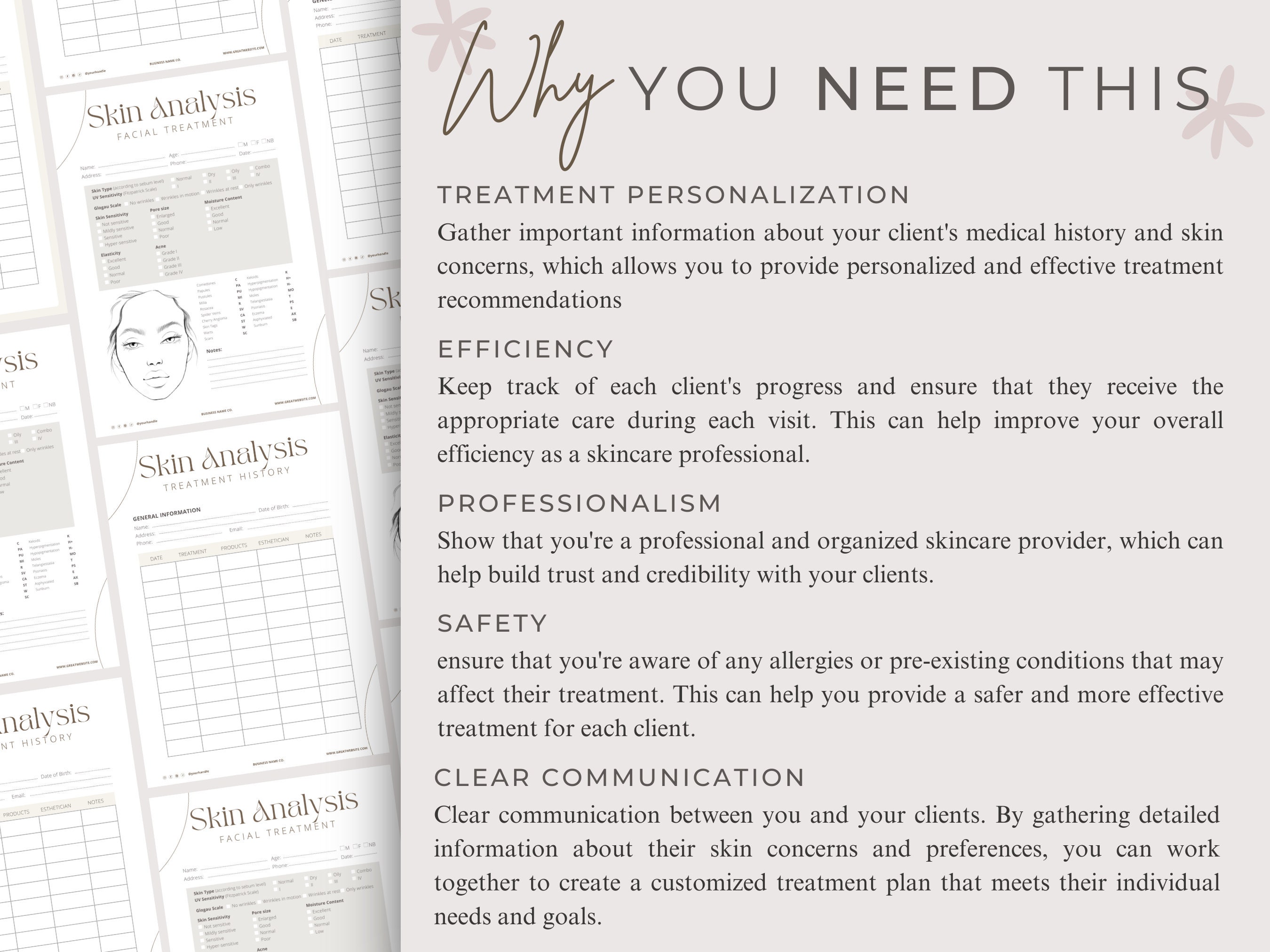 Skin Analysis Form Template, Skincare Template, Esthetician Facial ...