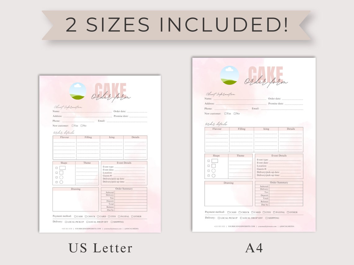 Bakery Order Form, Cake Order Form, Order Forms, Business Templates for ...