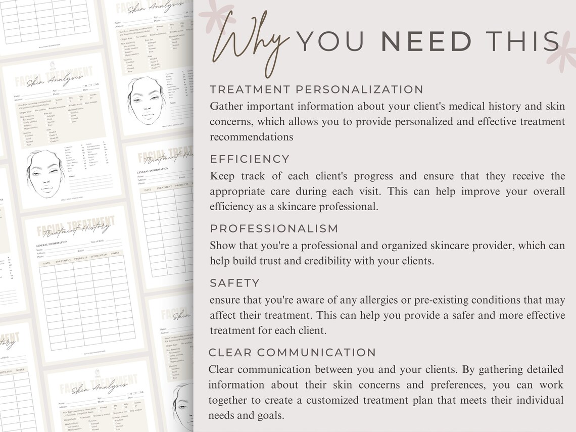 Skin Analysis Form Template, Skincare Template, Esthetician Facial ...