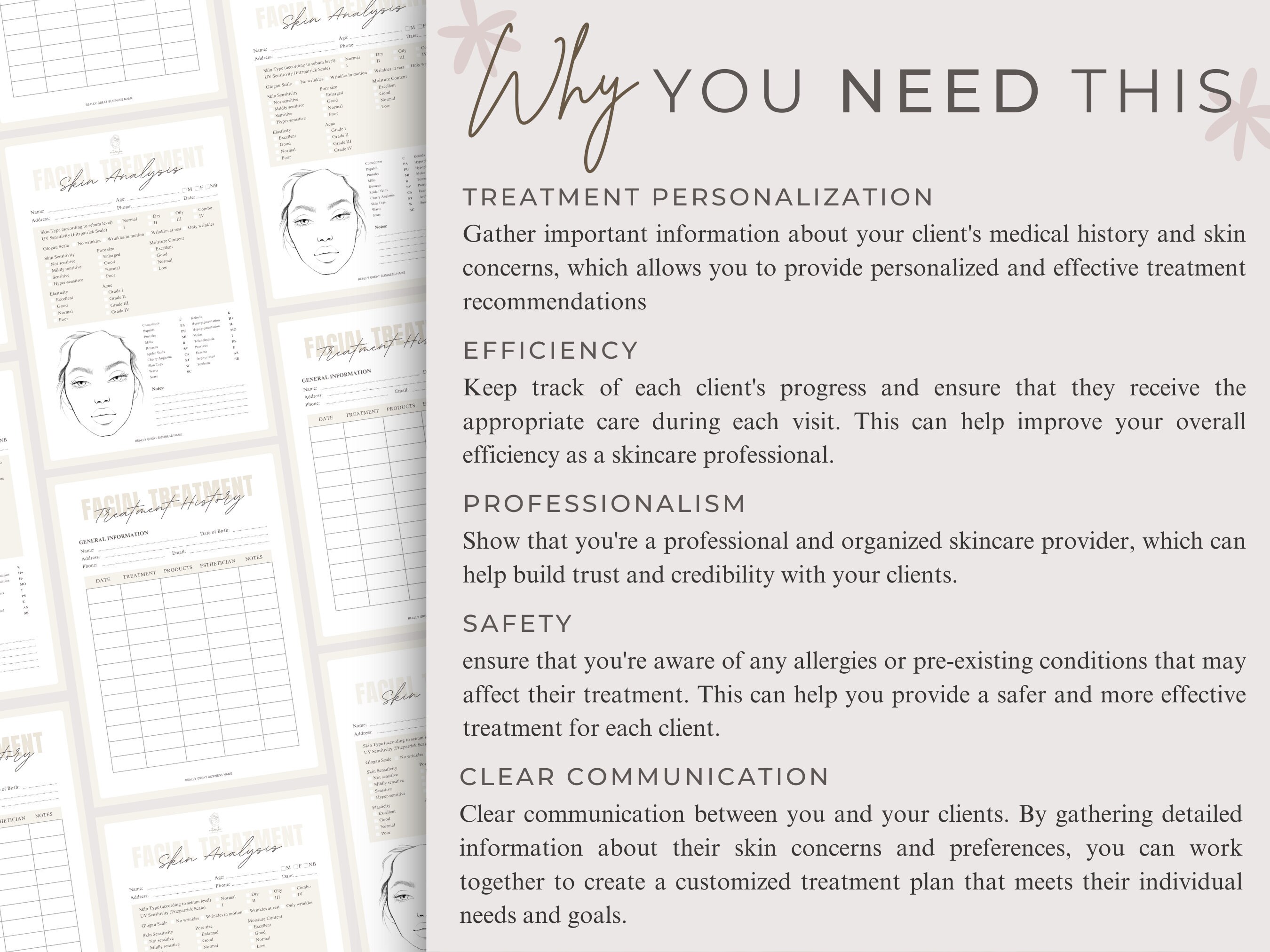 Skin Analysis Form Template Skincare Template Esthetician - Etsy