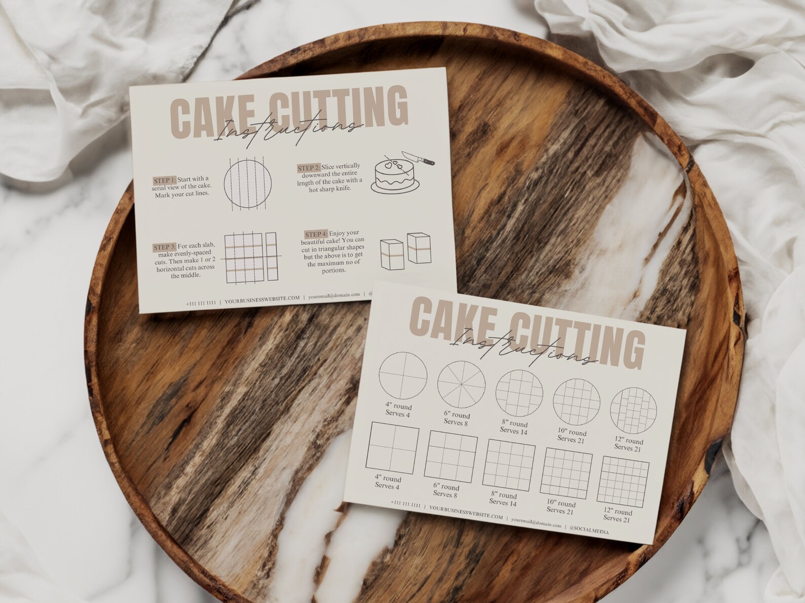 Cake Cutting Guide, Editable Cake Care Card, Cake Serving Guide for ...