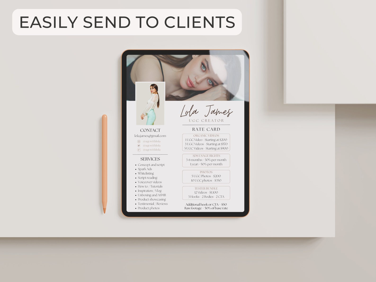 UGC Rate Card, Editable UGC Rate Sheet Canva Template, Minimalistic UGC ...