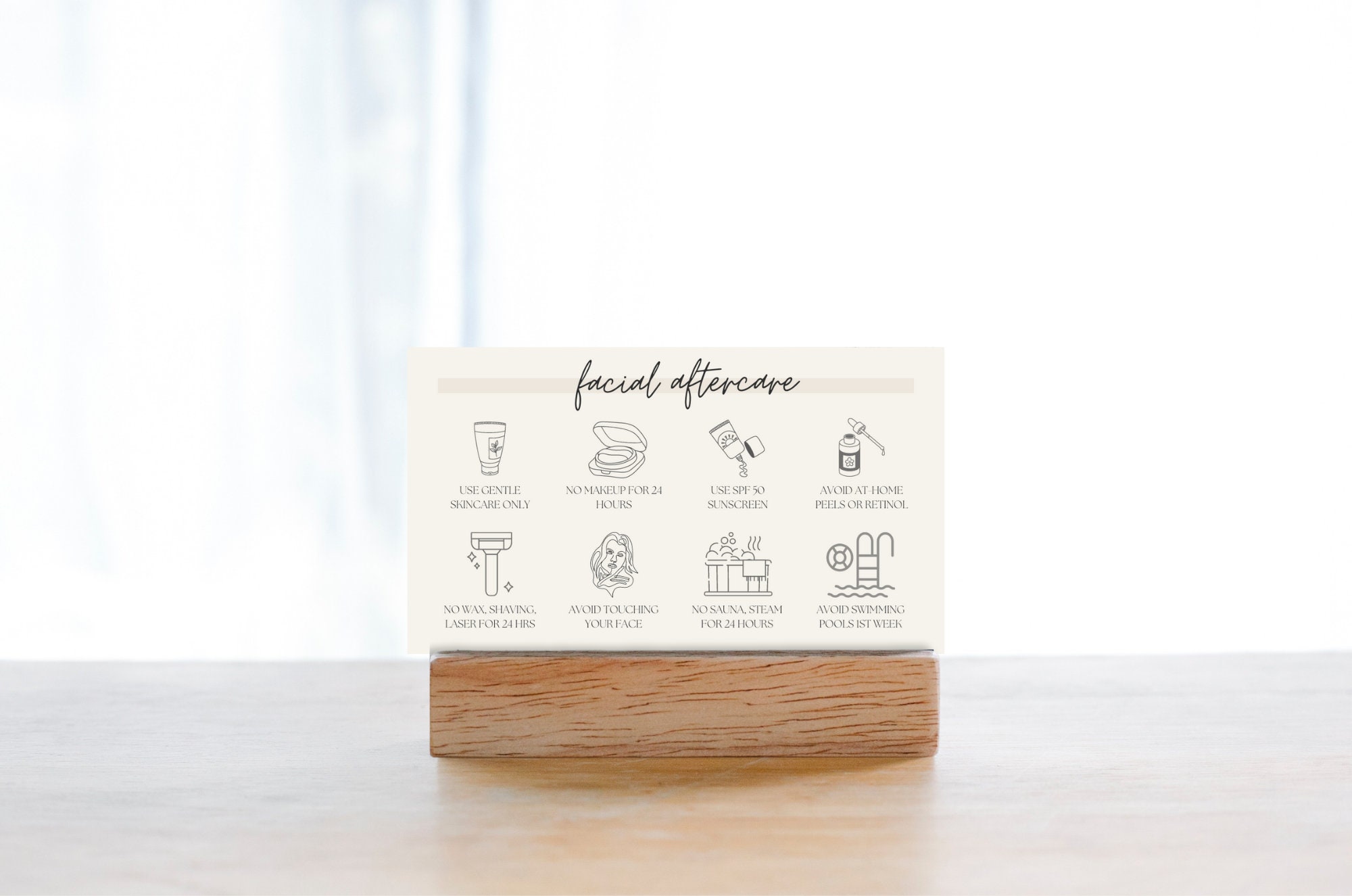 Modern Facial Aftercare Card, Aftercare Card for Estheticians, Editable ...