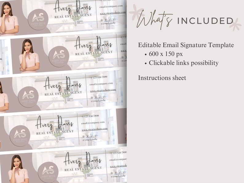 Professional Email Signature Template With Logo and Photo, Realtor ...