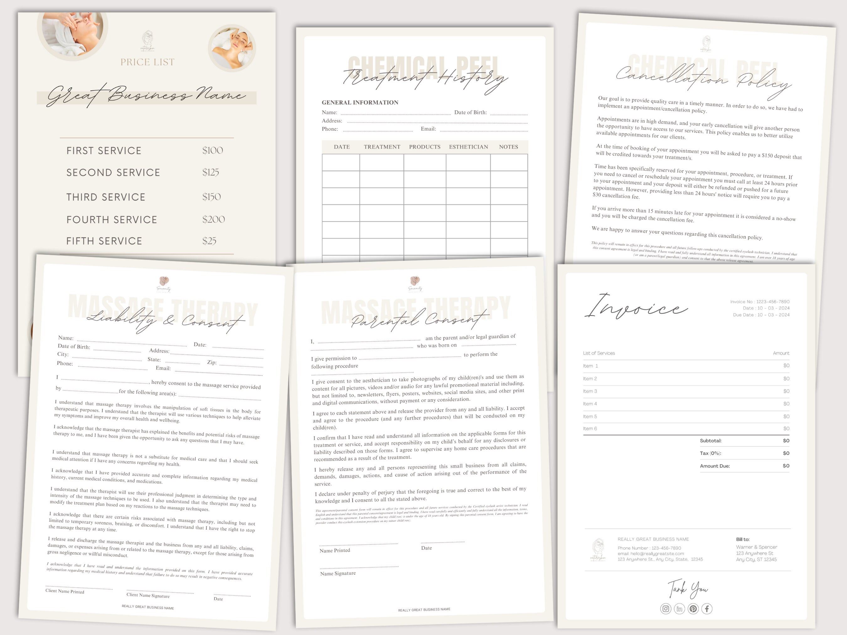 Massage Therapy Business Forms, Massage Therapy Gift Certificate ...