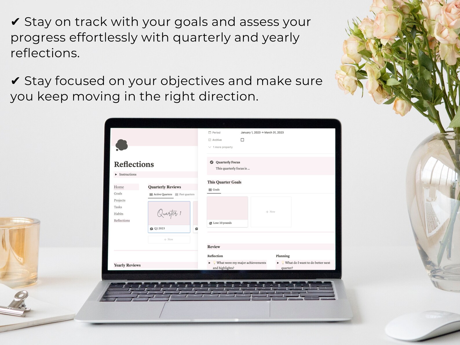 Pink Notion Template Productivity Planner, Notion Goals Planner, Notion ...