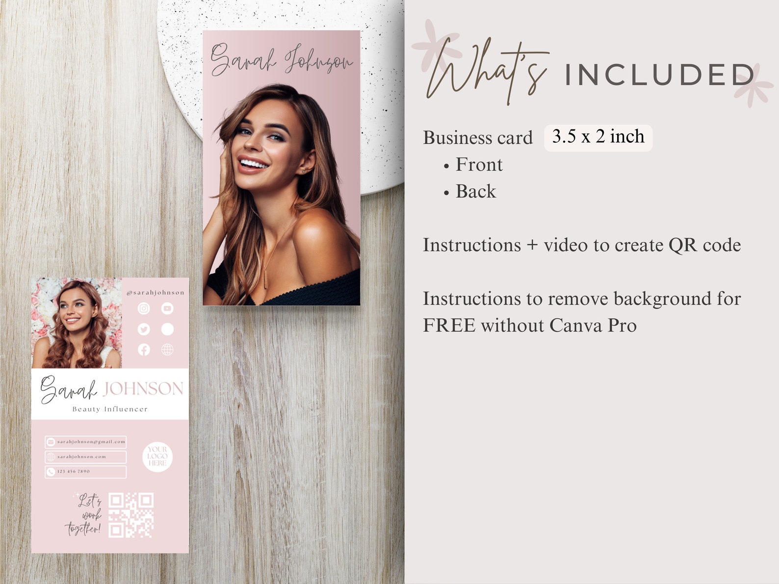 Influencer Business Card Canva, Content Creator Visit Card Template ...