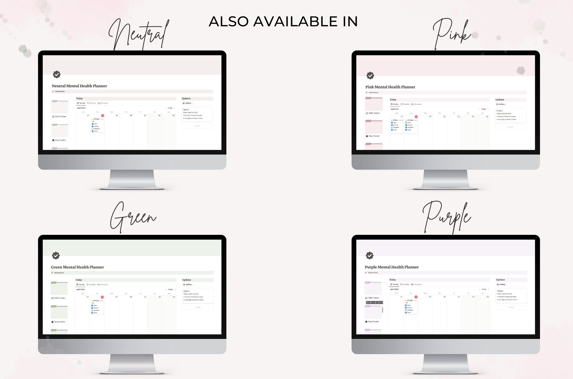 Blue Notion Self Care Template, Notion Daily Journal, Notion Habit ...