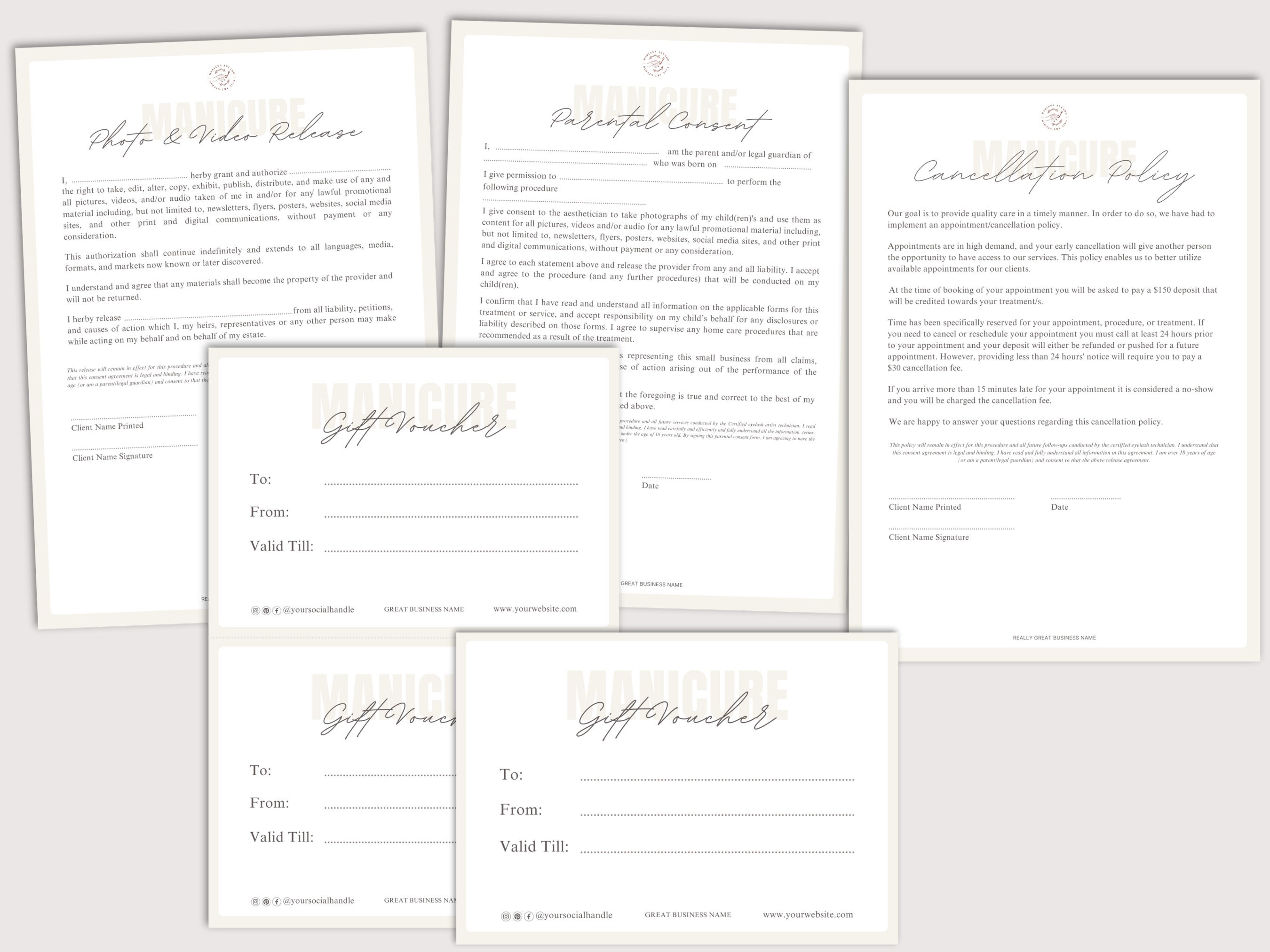 Editable Nail Tech Forms Bundle Nail Consultation Form Canva - Etsy