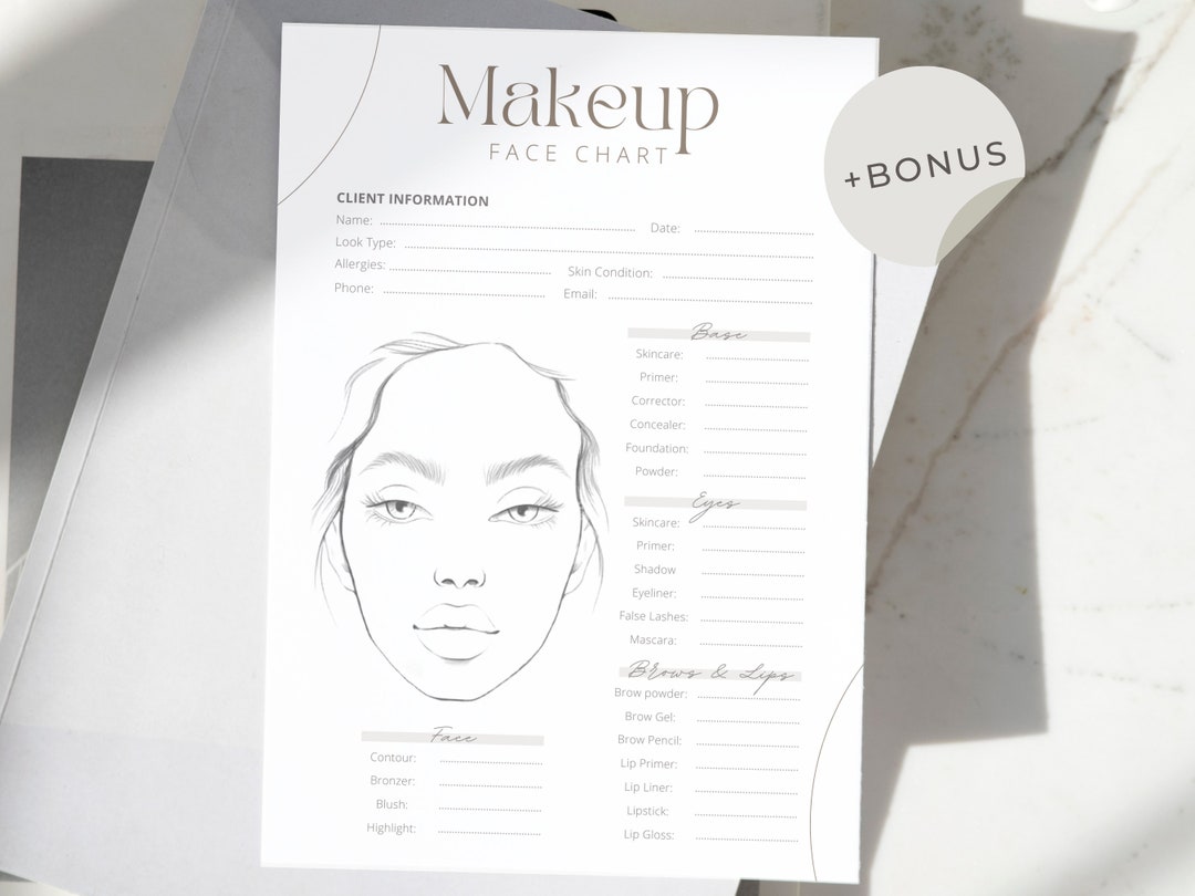 Makeup Face Chart Canva, Makeup Artist Consultation Form Template ...