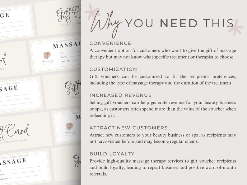 Editable Massage Gift Certificate Template, Massage Therapist Gift ...