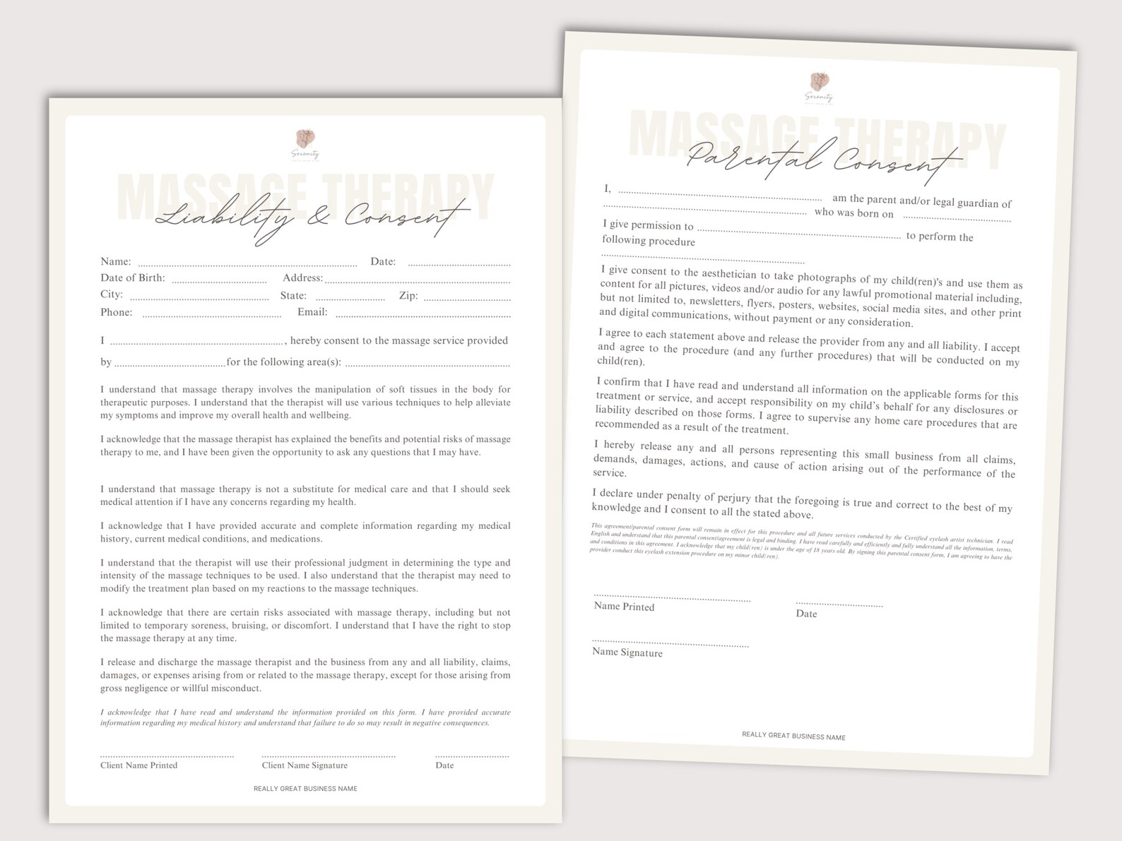 Editable Massage Therapy Consent Form Template, Massage Therapist ...