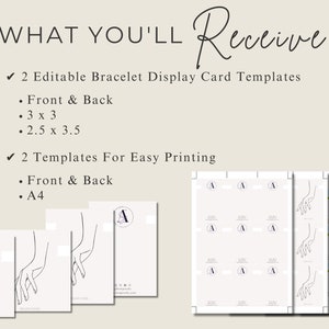 Editable Bracelet Display Card Template, Printable Bracelet Card ...