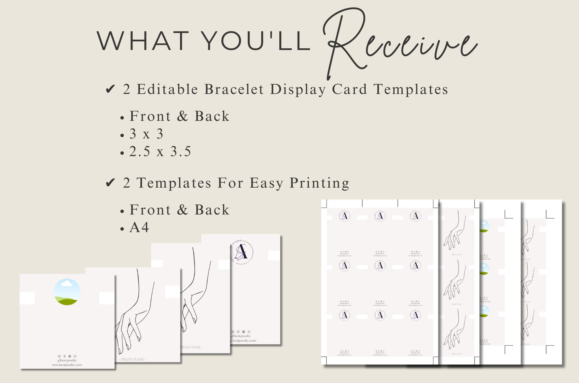 Editable Bracelet Display Card Template, Printable Bracelet Card ...