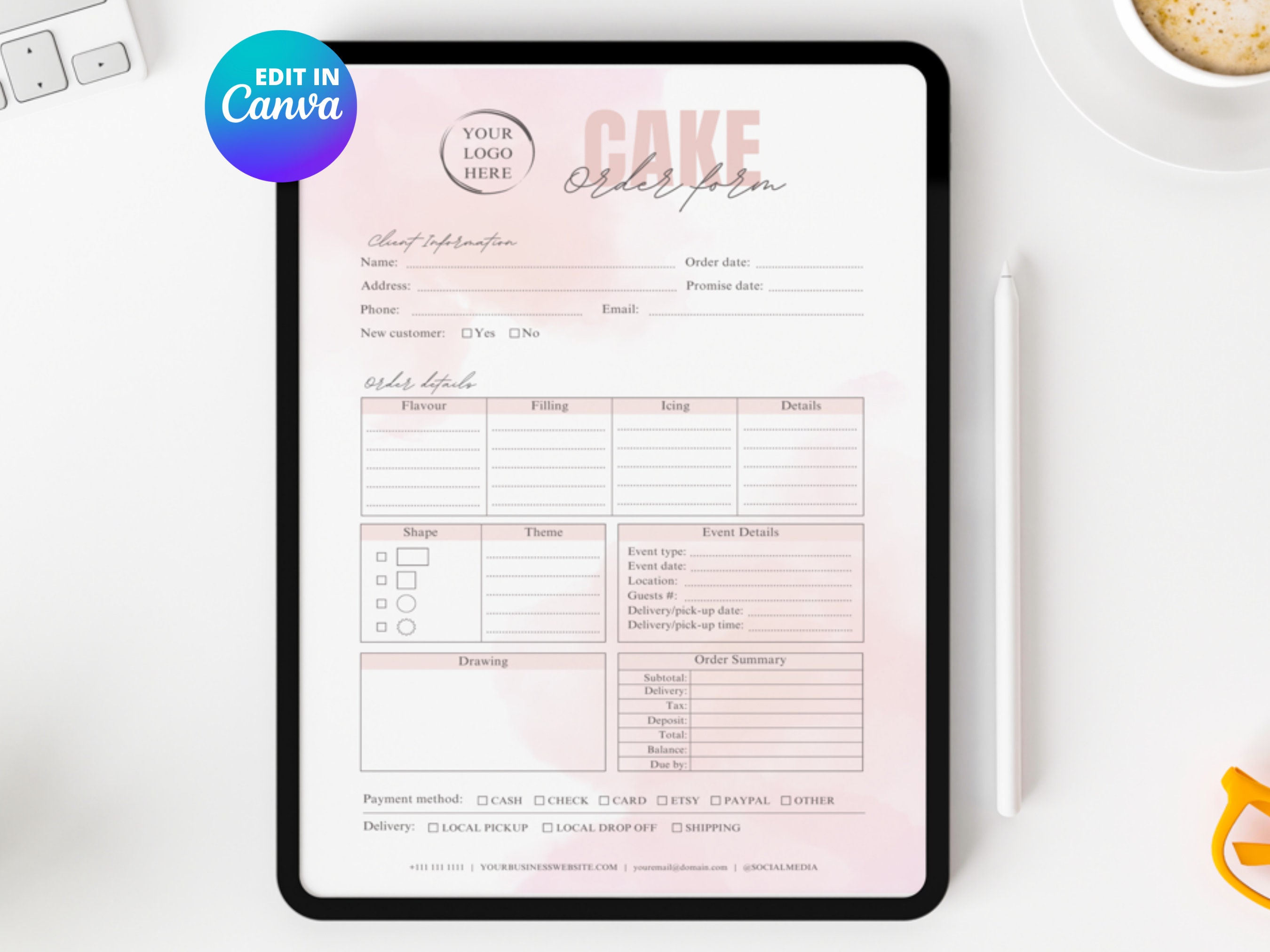 Bakery Order Form, Cake Order Form, Order Forms, Business Templates for ...