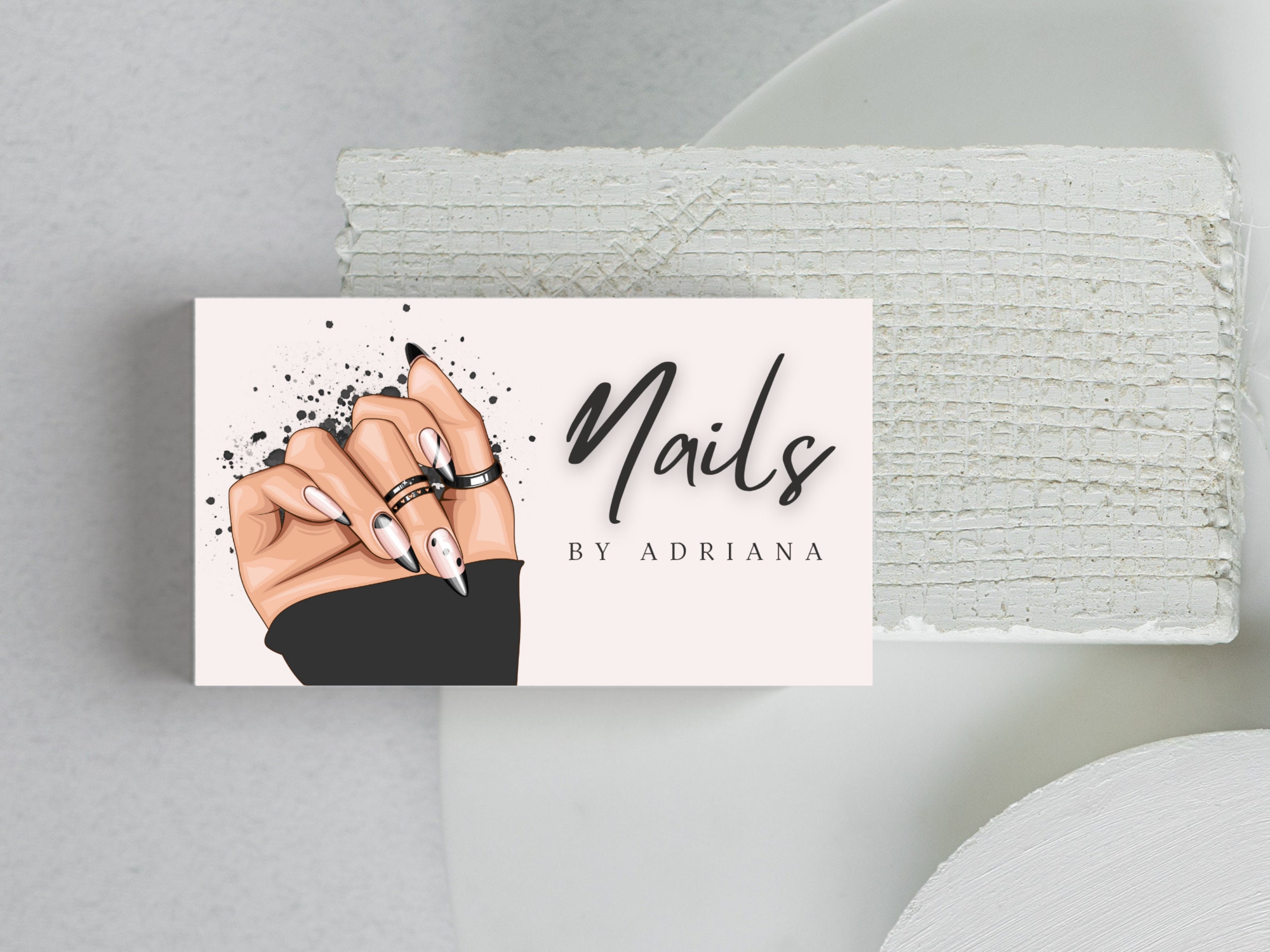 Editable Nail Tech Business Card Template, Nails Calling Card With QR ...