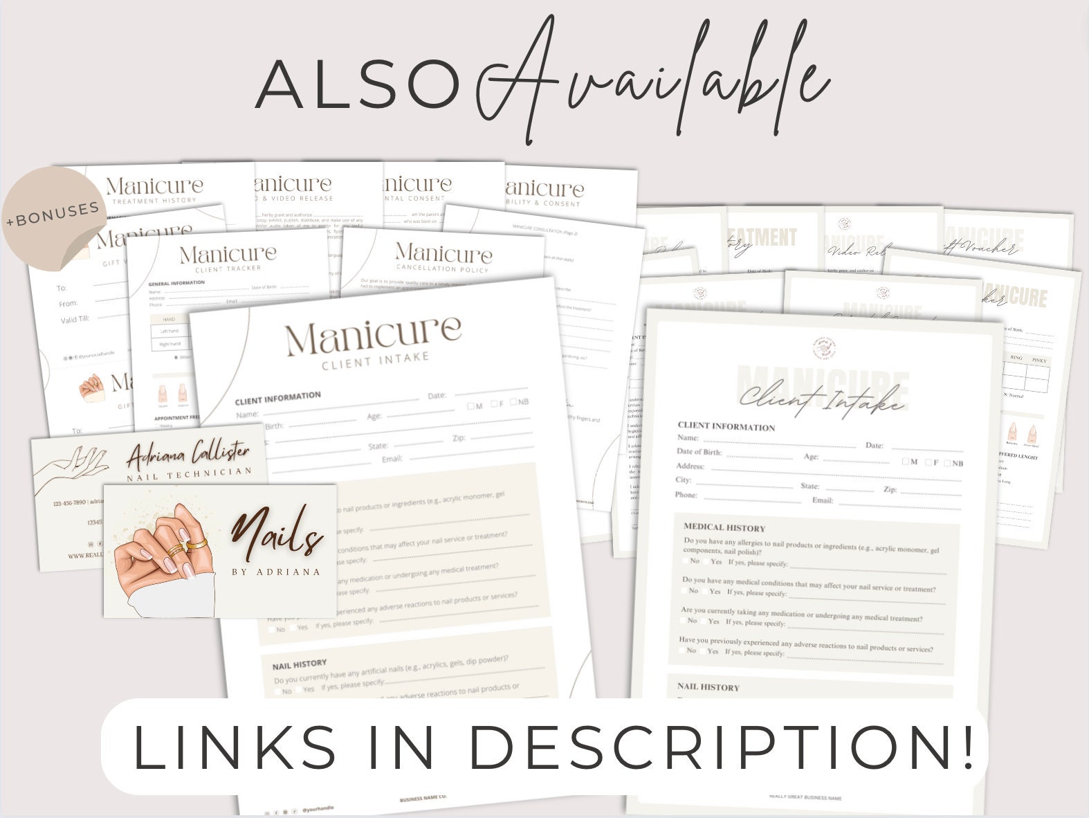 Editable Nail Tech Forms Bundle, Nail Consultation Form Canva Template ...