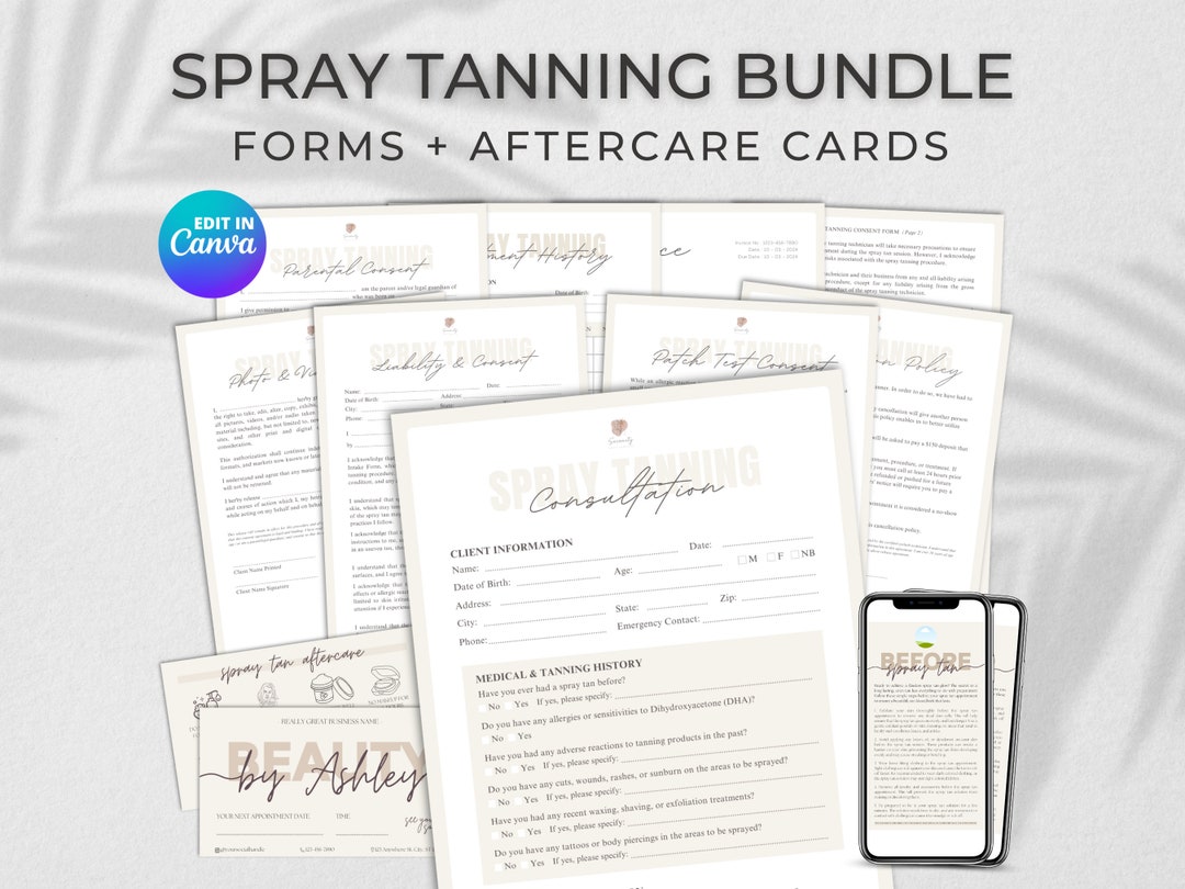 Editable Spray Tan Forms Bundle, Spray Tanning Consent Form Template ...