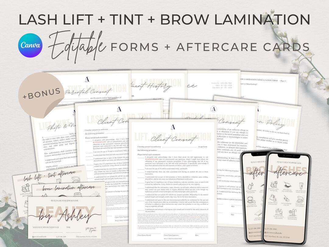 Lash Lift and Tint Consent Form Eyebrow Lamination Consent - Etsy
