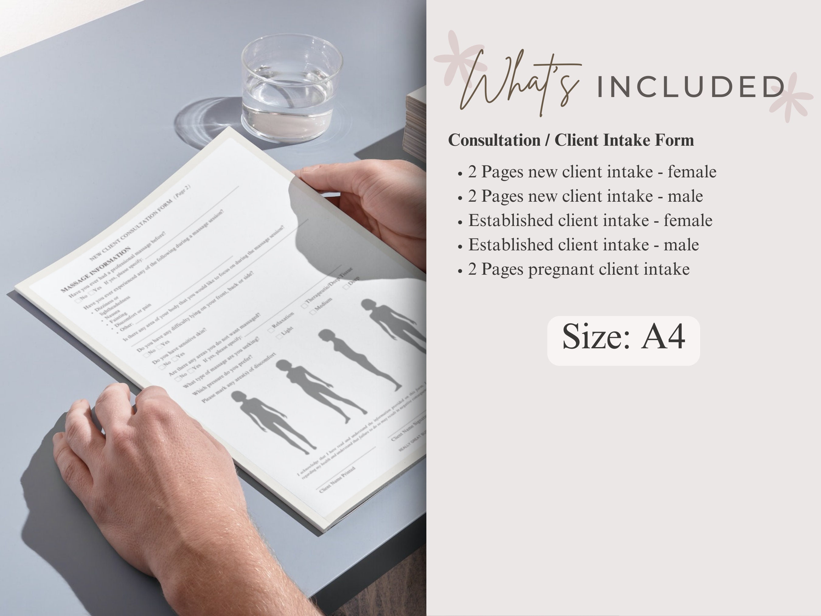 Editable Massage Therapy Consultation Form, Massage Client Intake ...