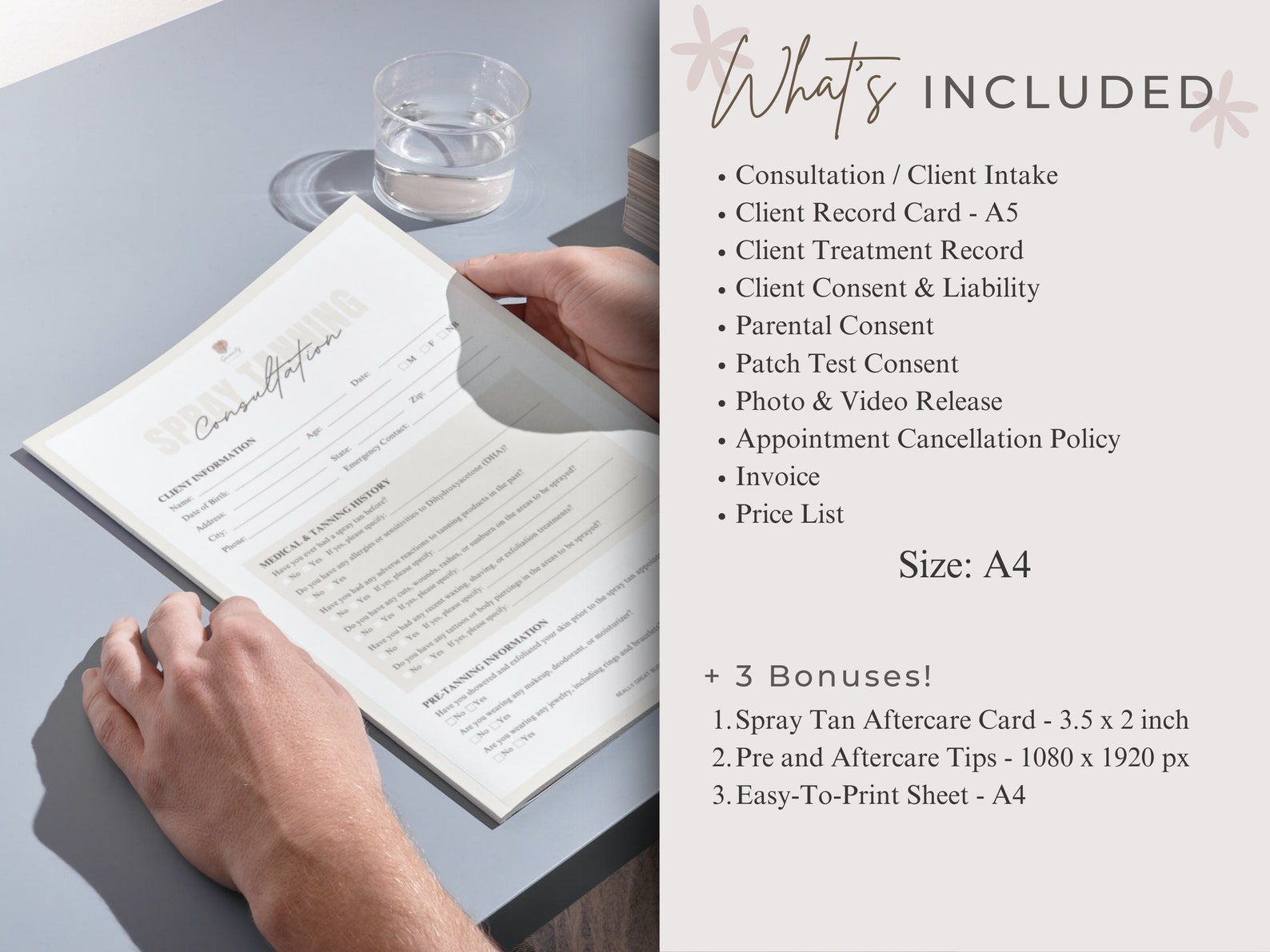 Editable Spray Tan Forms Bundle, Spray Tanning Consent Form Template ...