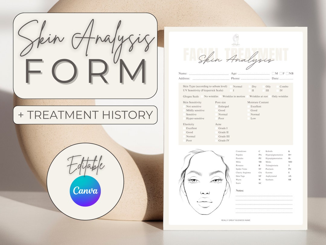 Skin Analysis Form Template Skincare Printable Esthetician - Etsy