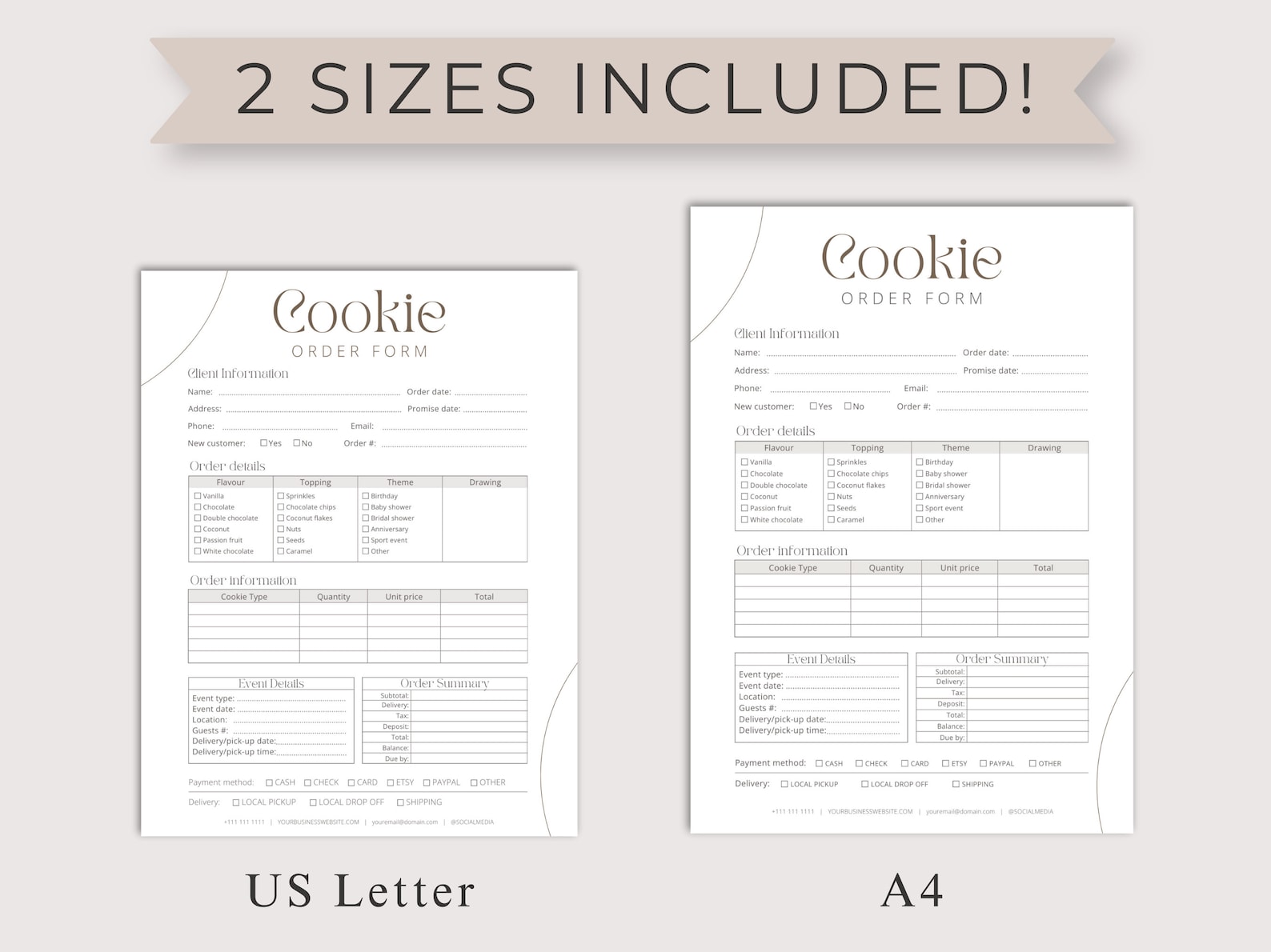 Cookie Order Form, Order Form Template, Bakery Order Form, Order Forms ...