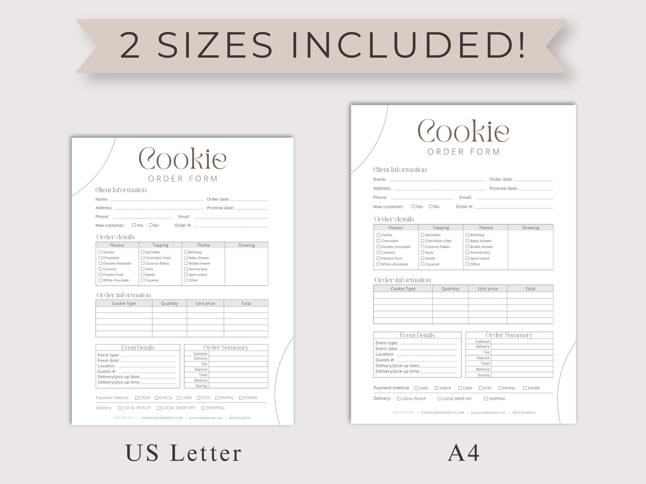 Cookie Order Form, Order Form Template, Bakery Order Form, Order Forms ...