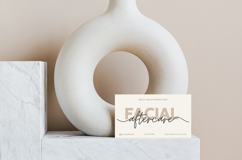 Modern Facial Aftercare Card, Aftercare Card for Estheticians, Editable ...