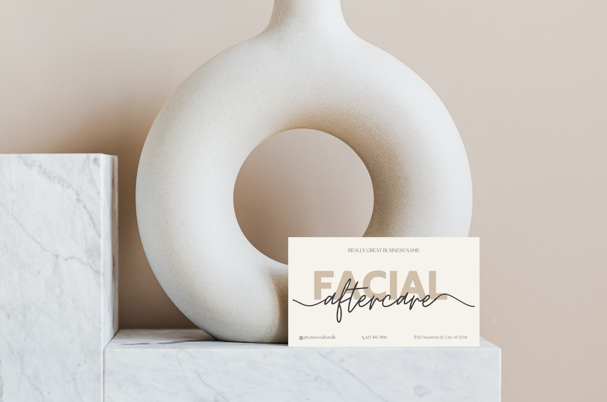 Modern Facial Aftercare Card, Aftercare Card for Estheticians, Editable ...