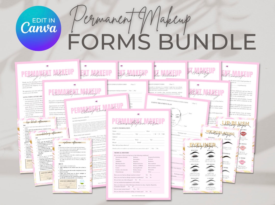 Editable PMU Forms Bundle, Permanent Makeup Forms, PMU Consent Form ...
