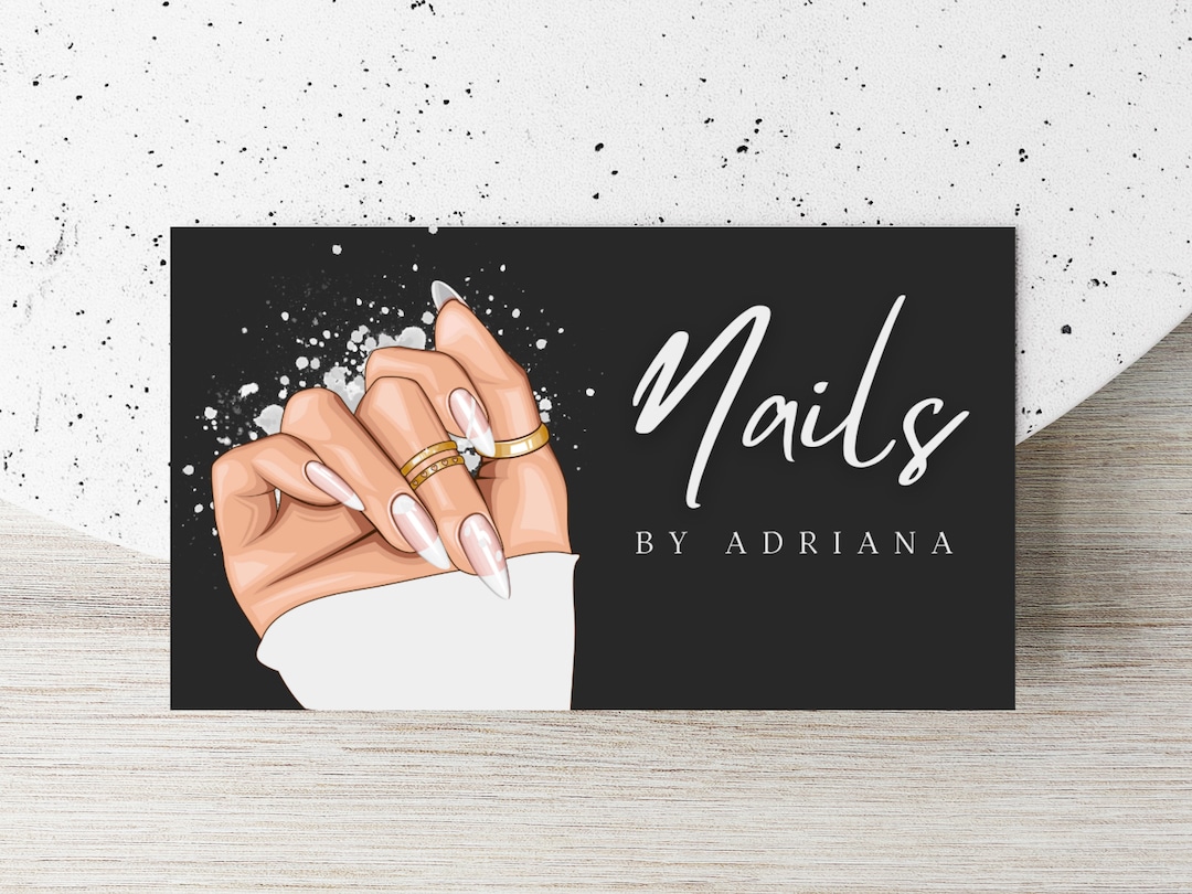 Editable Modern Business Card for Nail Tech, Nail Artist Calling Card ...