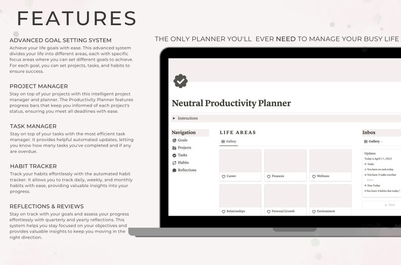 Neutral Notion Goals Tracker Template, Notion Quarterly Goals Planner ...