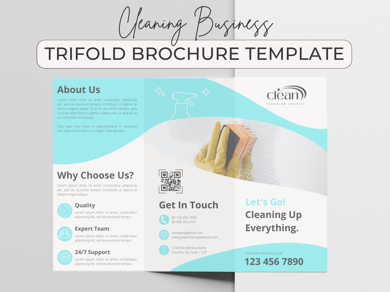 Professional Cleaning Trifold Brochure Template, Cleaning Service ...