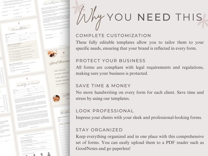 Editable Spray Tan Forms Bundle, Spray Tanning Consent Form Template ...