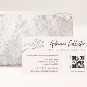Editable Nail Tech Business Card Template, Nails Calling Card With QR ...