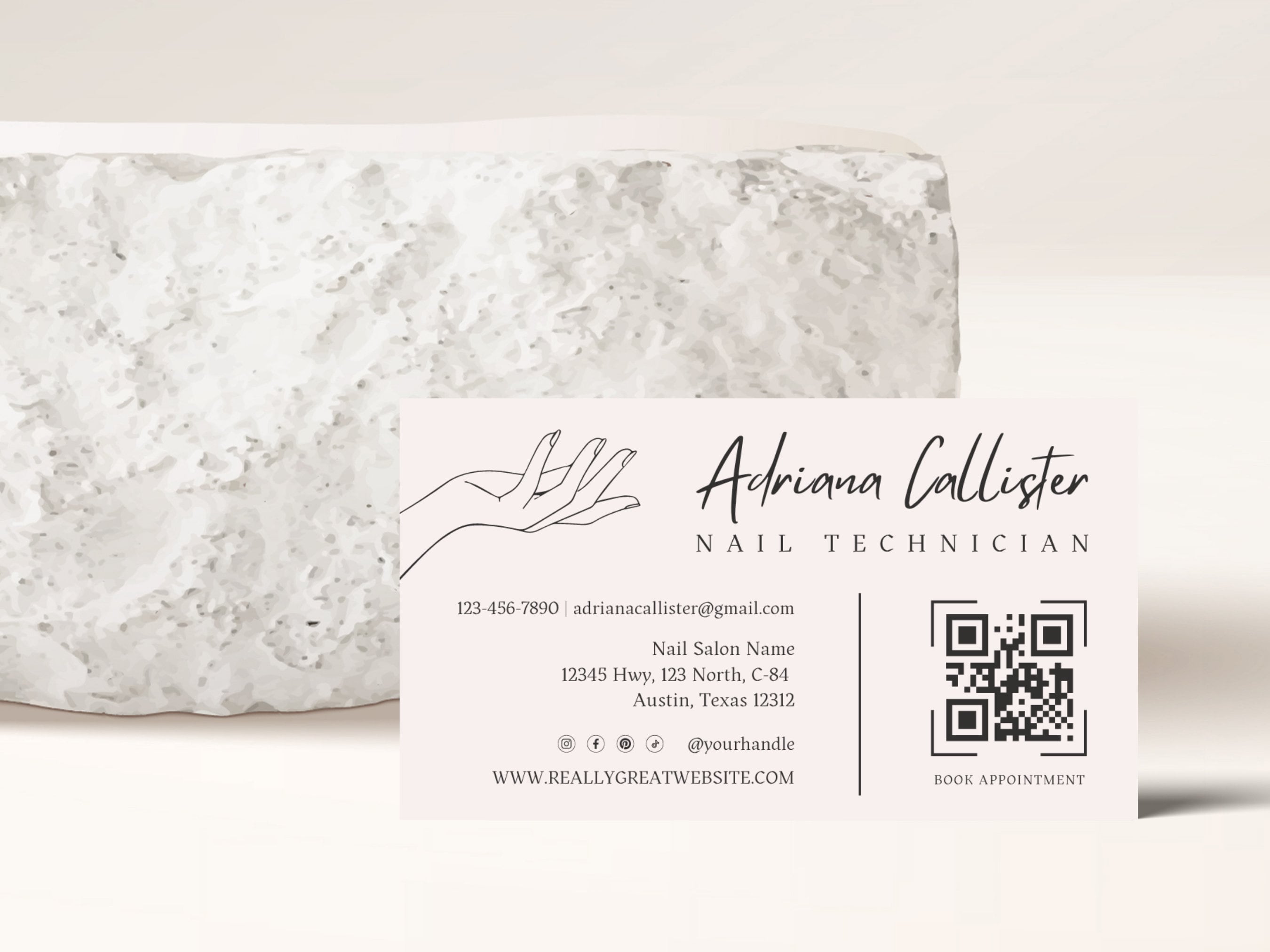 Editable Nail Tech Business Card Template, Nails Calling Card With QR ...
