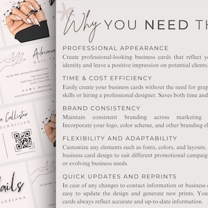 Editable Nail Tech Business Card Template, Nails Calling Card With QR ...