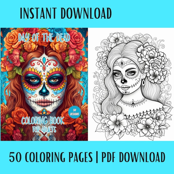Day of the Dead Coloring Pages - Etsy Australia