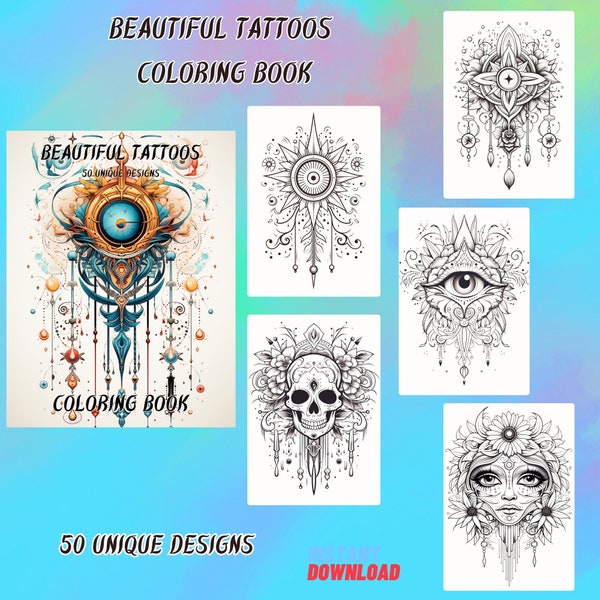 Tattoo Coloring Book - Etsy
