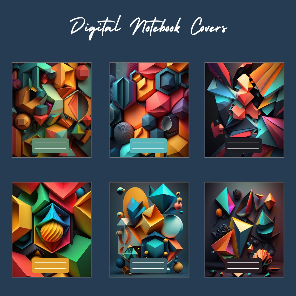 20 Digital Notebook Covers, Geometric Shapes, Goodnotes Covers, Samsung ...