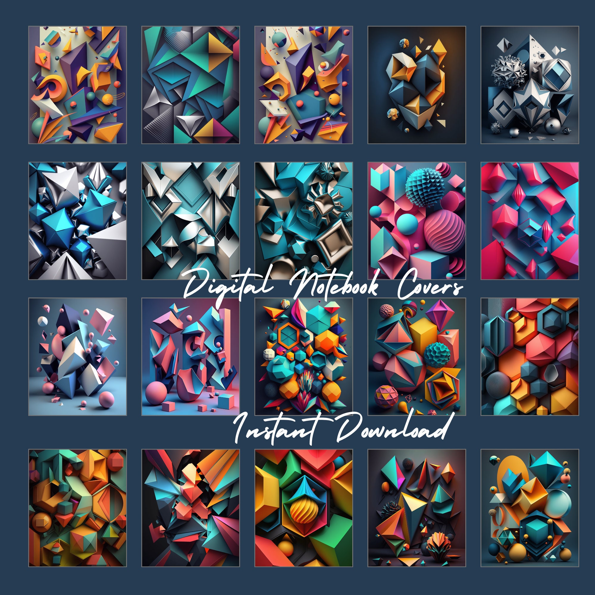 20 Digital Notebook Covers, Geometric Shapes, Goodnotes Covers, Samsung ...