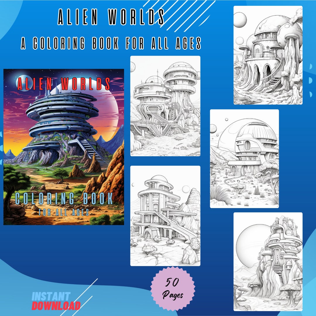 Alien Worlds Coloring Book | 50 Alien Constructions Coloring Pages ...